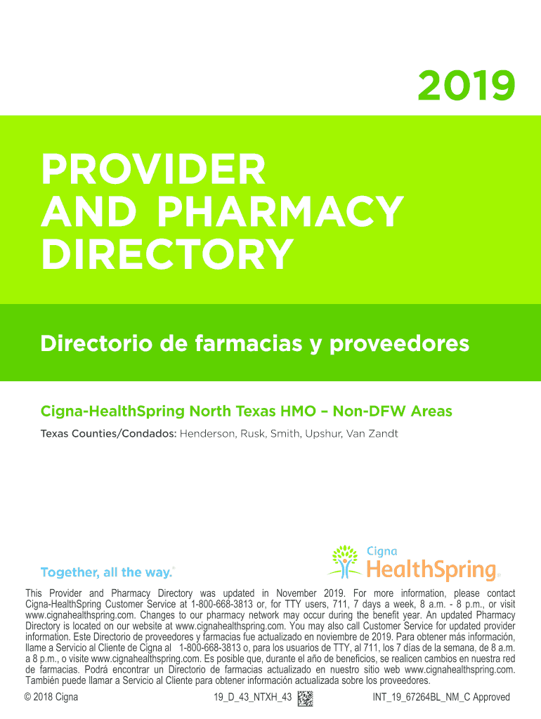 Fillable Online Get the Cigna-HealthSpring North Texas HMO Non-DFW ...