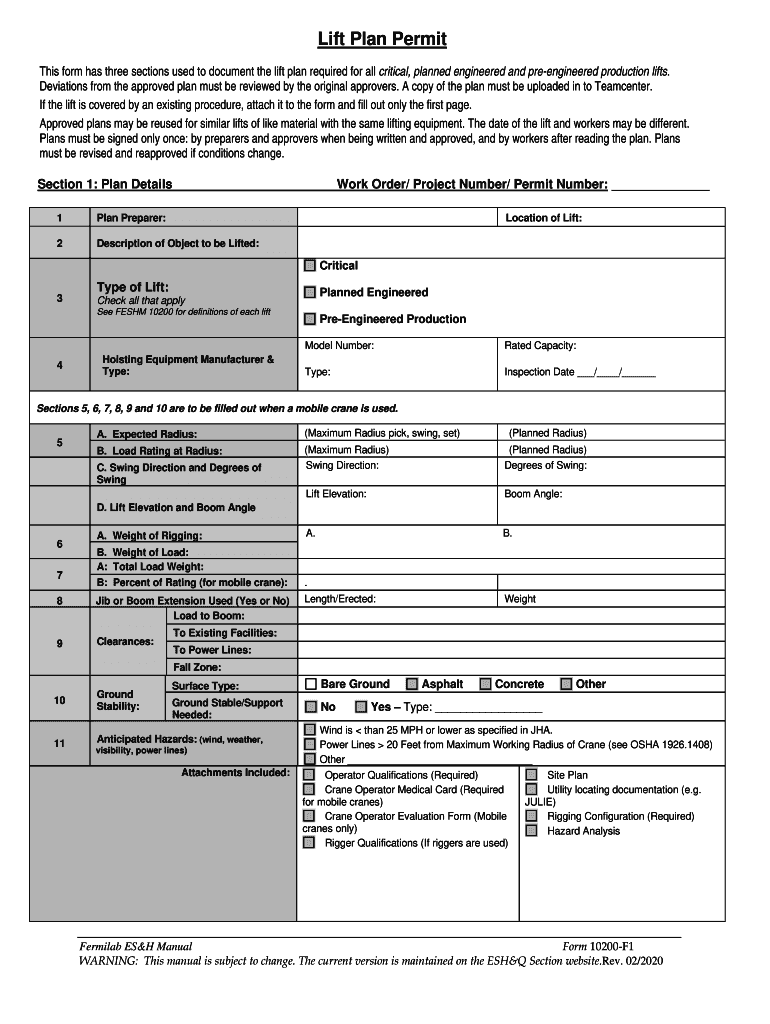 Fillable Online Lift Plan Permit Fax Email Print - pdfFiller