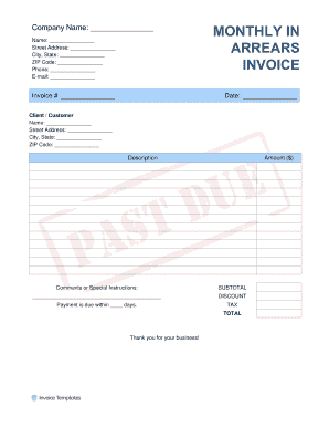 Fillable Online Monthly In Arrears Invoice Template Fax Email Print ...