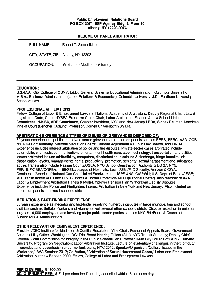 Fillable Online perb ny Robert Simmelkjaer Fax Email Print - pdfFiller