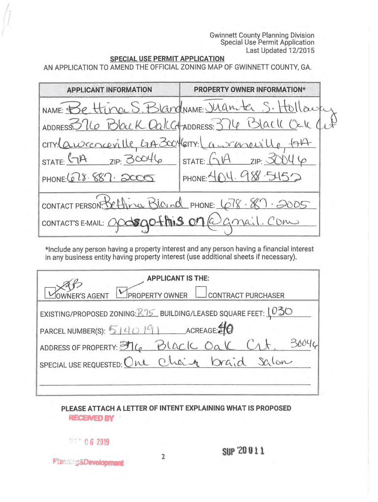 Fillable Online Rezoning and Special Use Permit Application Process Fax ...
