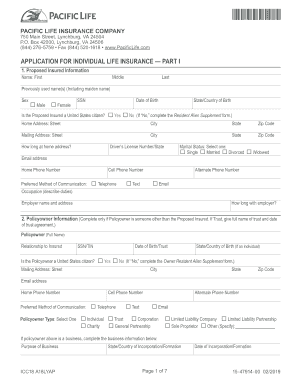 Fillable Online Application for Individual Life Insurance - Company ...