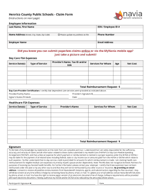 Fillable Online Henrico County Public Schools - Claim Form Fax Email ...