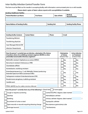 Fillable Online Inter-Facility Infection Control Transfer Form for ...