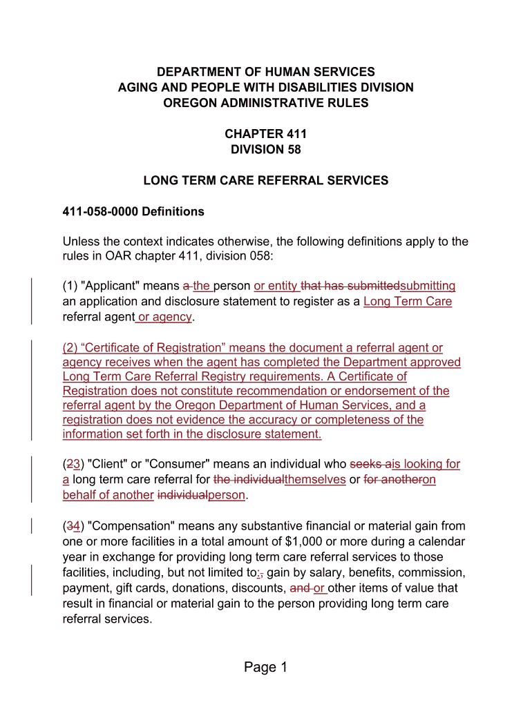 Fillable Online OAR 411-049-0102 - Definitions - Oregon Administative ...