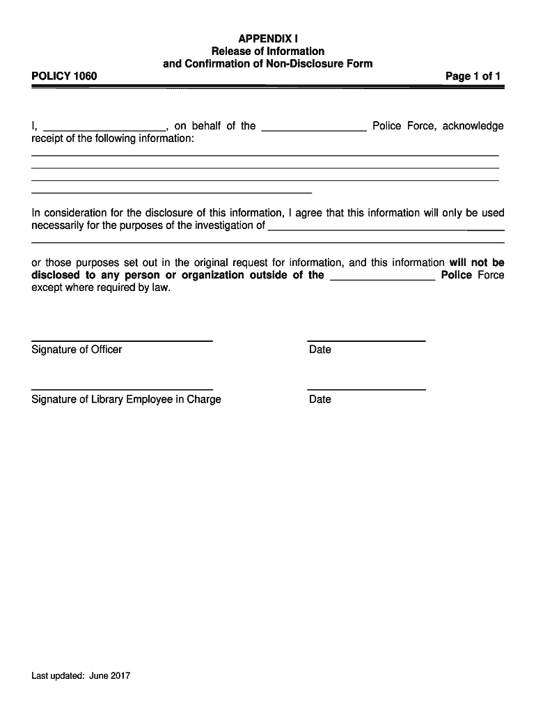 Fillable Online Appendix I: Release of Information and Confirmation of ...