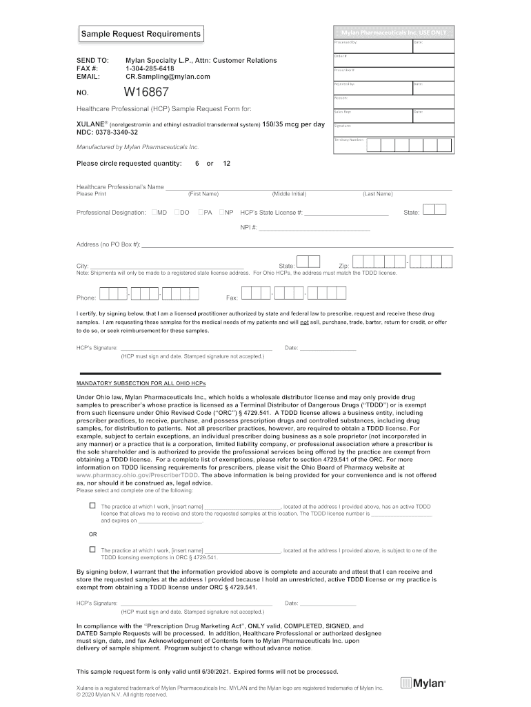 Fillable Online Xulane Sample Request Fax Email Print - pdfFiller