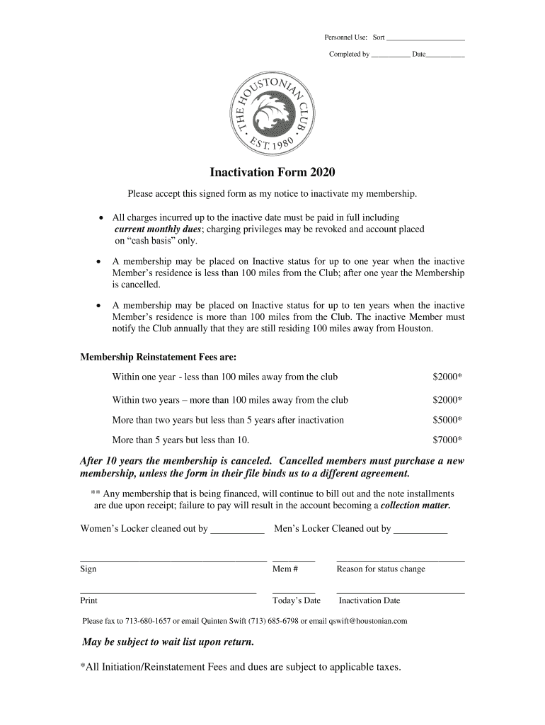 Fillable Online Resident Membership Dues Change Options - My Houstonian ...
