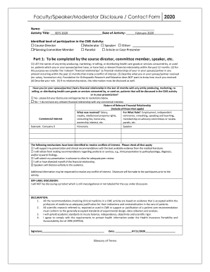 Fillable Online 2021 Conference CME Disclosure Form- Presenter ... Fax ...