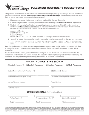 Fillable Online PDF Placement Reciprocity Student Request Form ccs 8433 ...