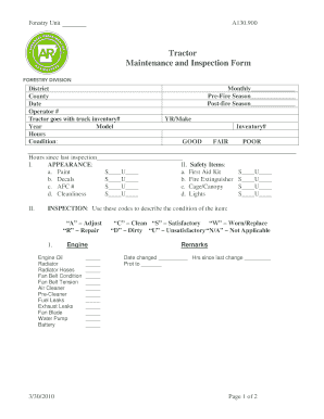 Fillable Online Tractor Maintenance and Inspection Form Fax Email Print ...