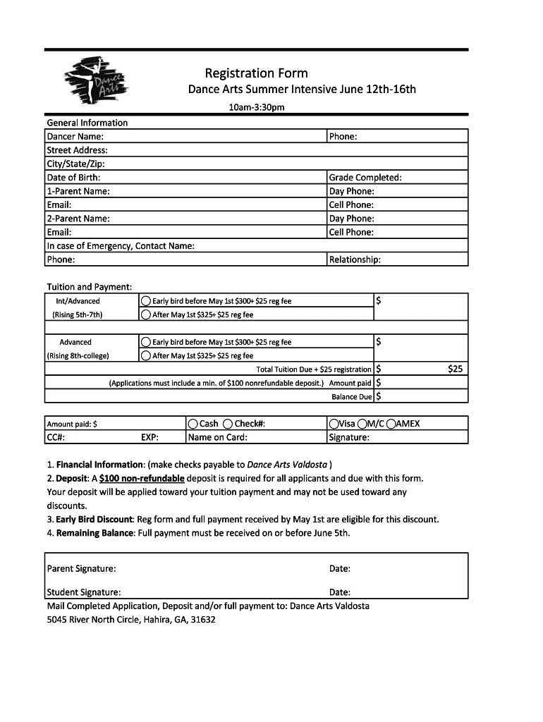 Fillable Online 2017 summer intensive medical forms by The Rock School ...