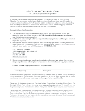 Fillable Online STP COPYRIGHT RELEASE FORM Fax Email Print - pdfFiller