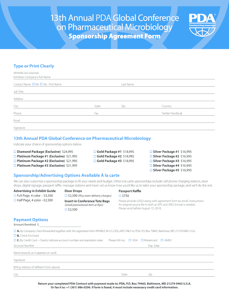 Fillable Online 13th Annual PDA Global Conference on Pharmaceutical ...