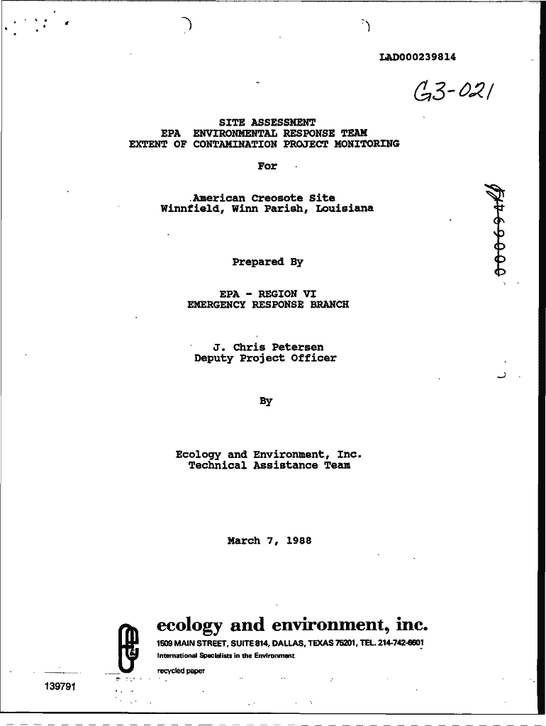 Fillable Online site assessment - epa environmental response team ...