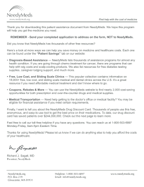 Fillable Online PDF Patient Assistance Program Enrollment Form - NeedyMeds Fax Email Print ...