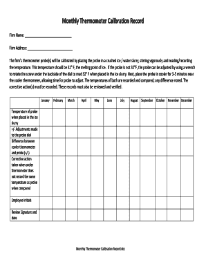 Fillable Online Thermometer Calibration Record Sheet Template - Fill ...