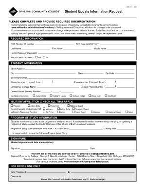 Fillable Online Student Update Information Request. Student Update ...