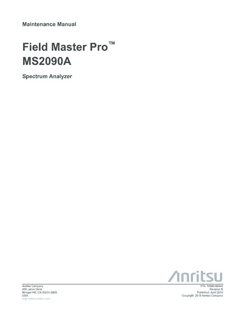 Fillable Online Maintenance Manual, Anritsu Field Master Pro MS2090A ...