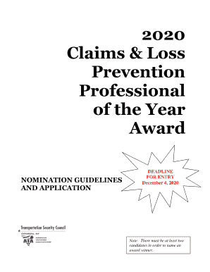 Fillable Online 2020 Claims and Loss Prevention Professional of the ...