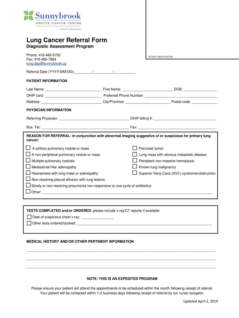 Fillable Online Lung Cancer Referral Form Fax Email Print - pdfFiller
