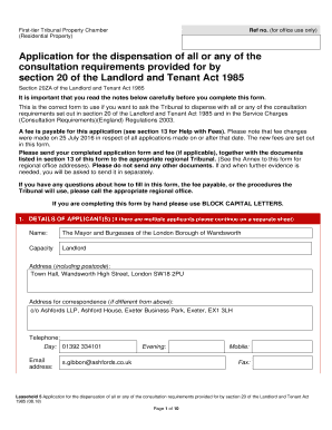 Fillable Online Application for the dispensation of all or any of the ...