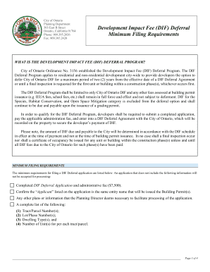 Fillable Online Development Impact Fee (DIF) Deferral Application Form ...