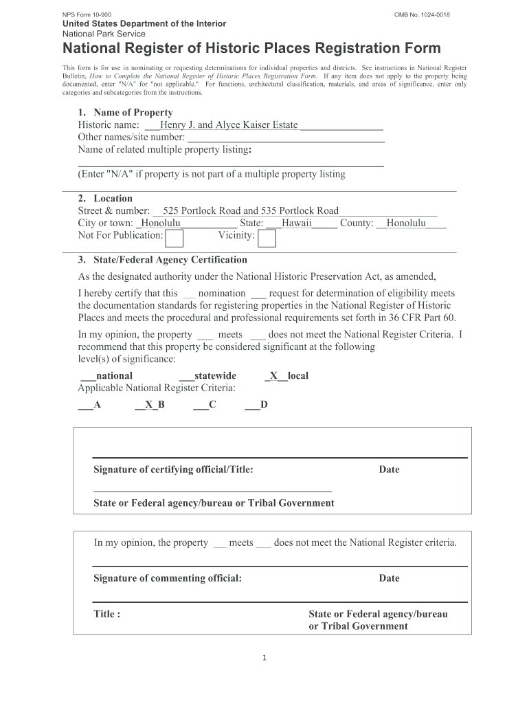 Fillable Online Only from Section 7 and OnFormattedNPS-Form-10-900a ...
