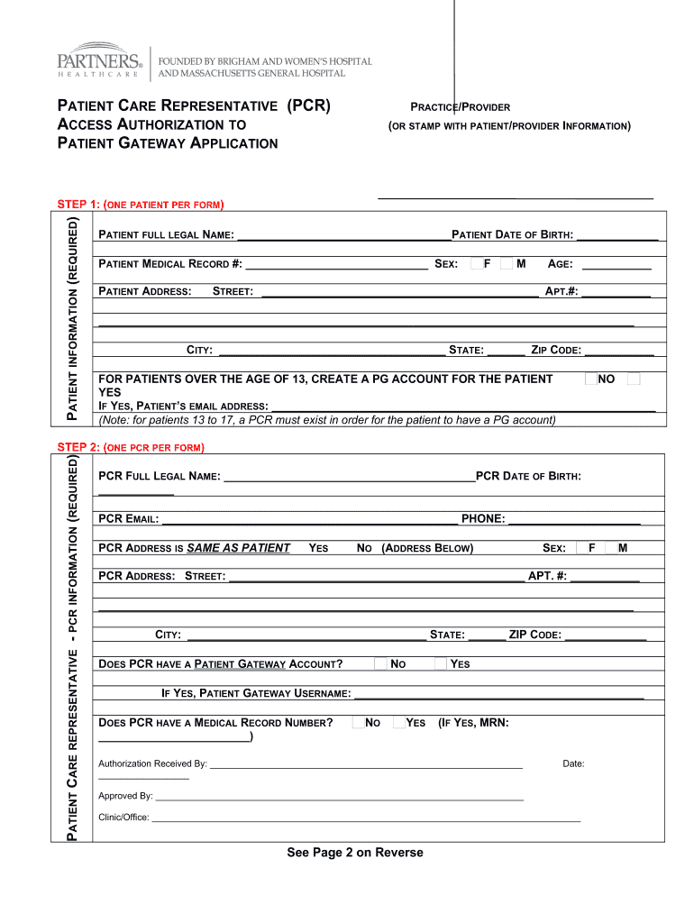 Fillable Online PATIENT CARE REPRESENTATIVE (PCR) Fax Email Print ...