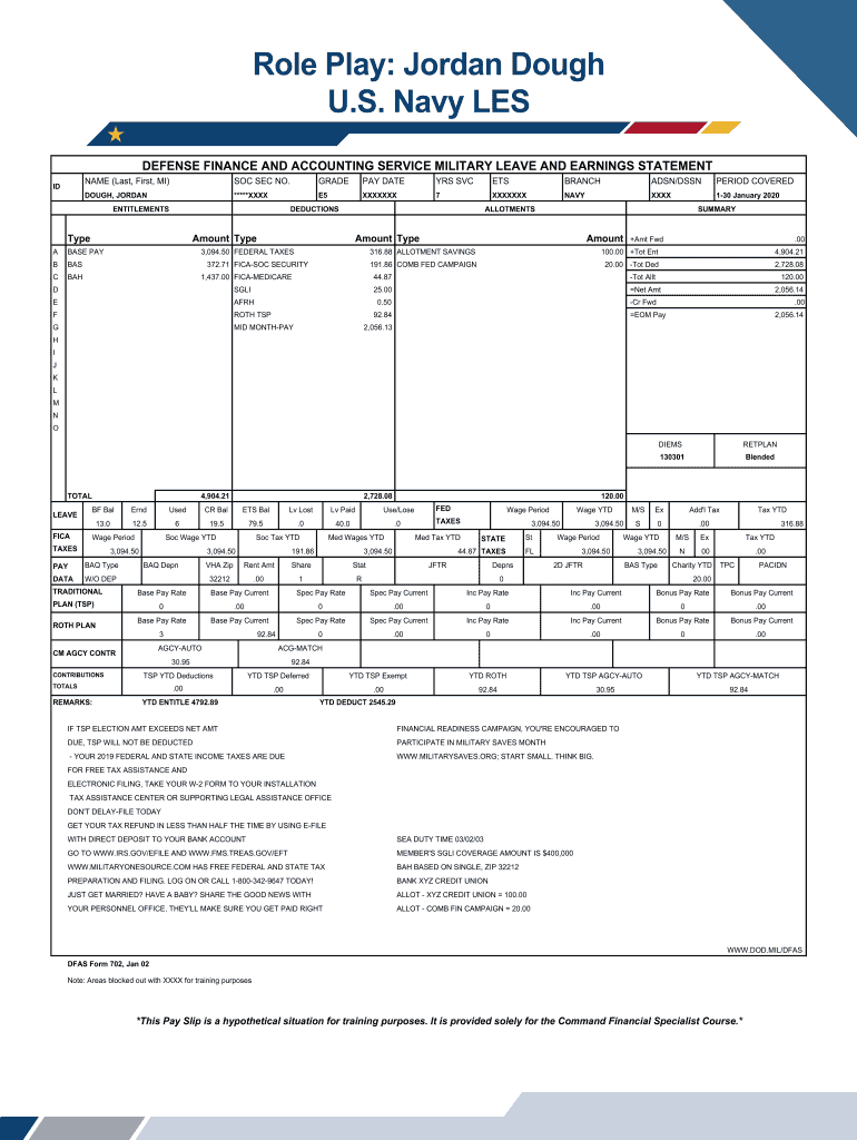 Fillable Online PDF Role Play: Jordan Dough US Navy LES - Office of ...