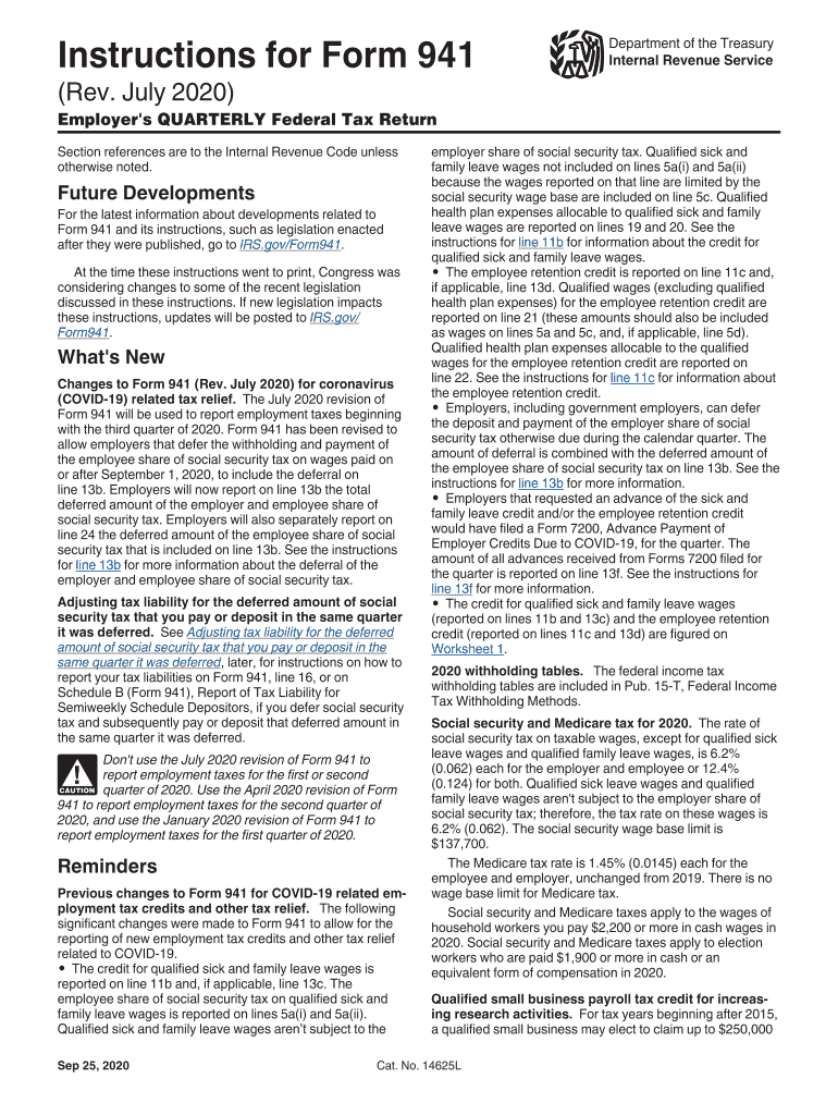 Fillable Online form 941 rev july 2020 Fax Email Print - pdfFiller