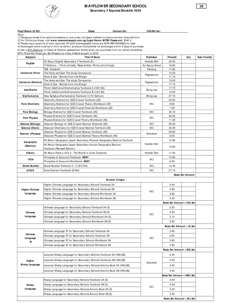 Fillable Online mayflowersec moe edu Sec 3 Express.pdf - Mayflower Secondary School Fax Email ...