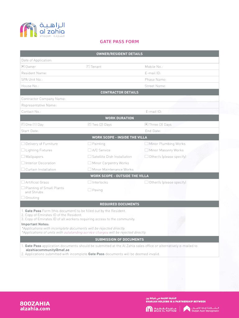 Fillable Online GATE PASS FORM Fax Email Print - pdfFiller
