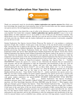Fillable Online Student Exploration Star Spectra Answers Fax Email ...
