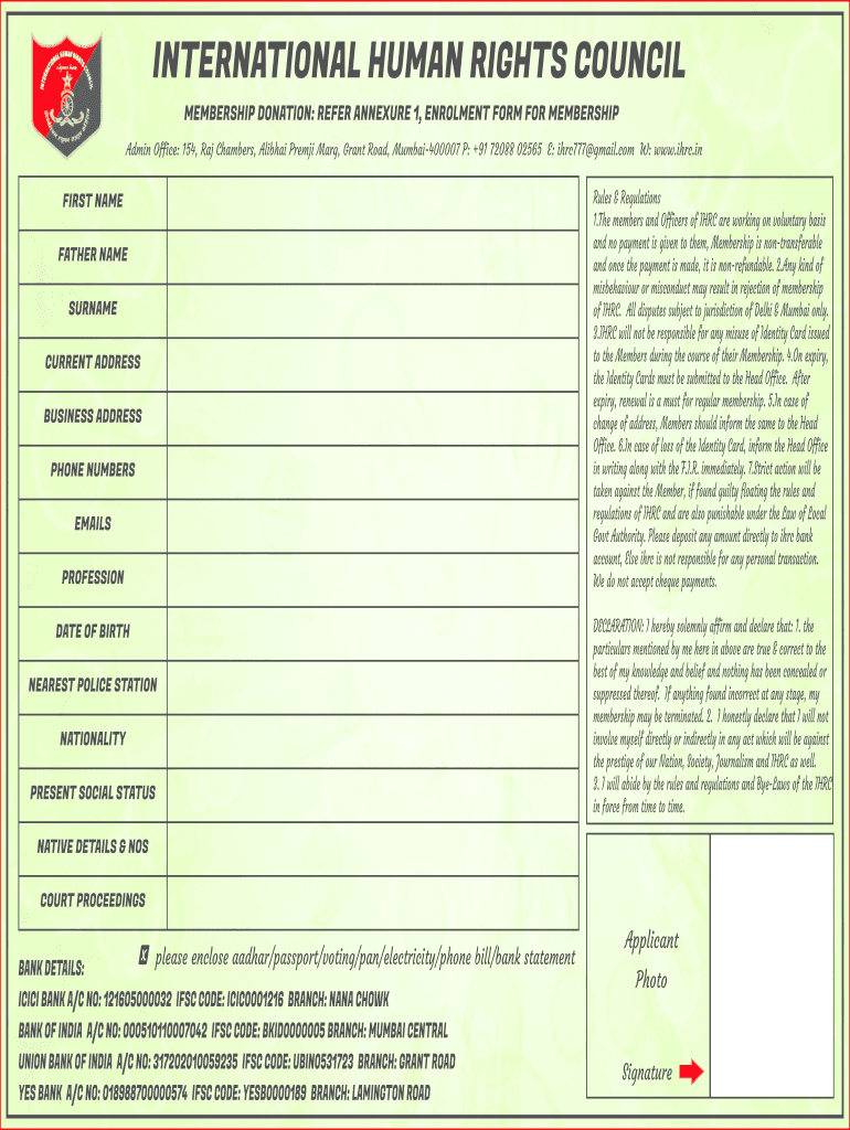 Ihrc Membership - Fill Online, Printable, Fillable, Blank | pdfFiller