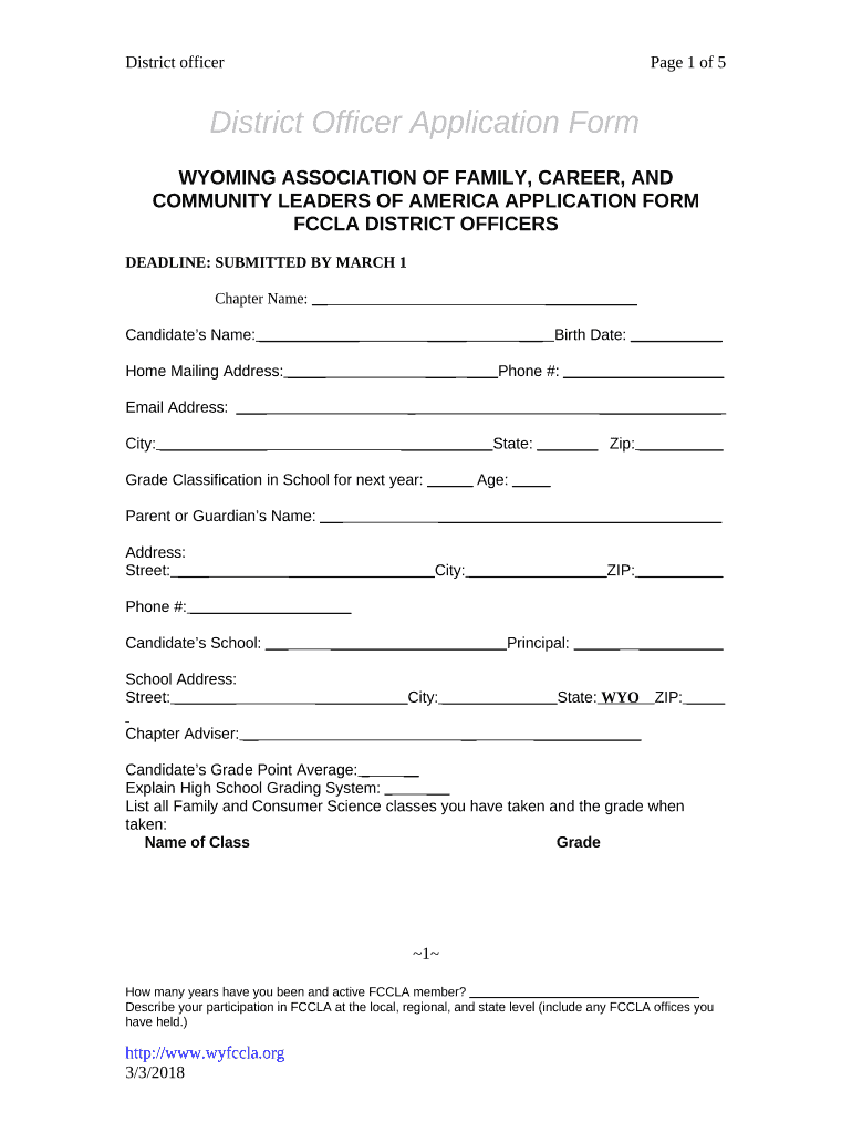 District Officer Application Doc Template | pdfFiller