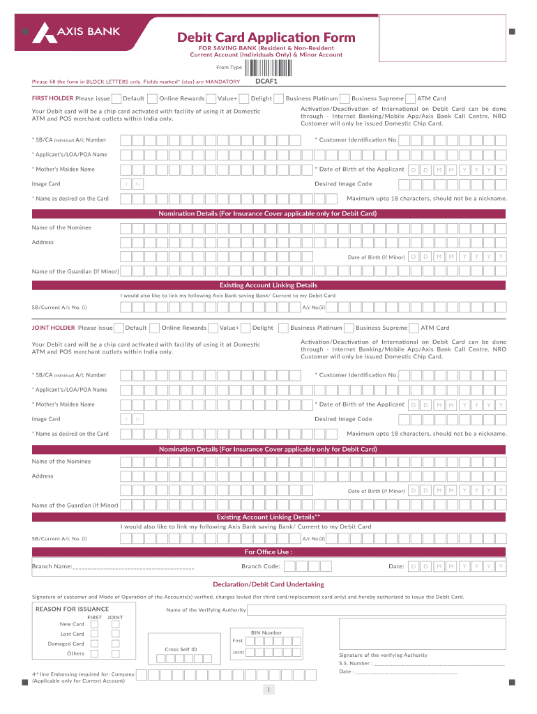 Dcaf Axis Bank - Fill Online, Printable, Fillable, Blank | pdfFiller
