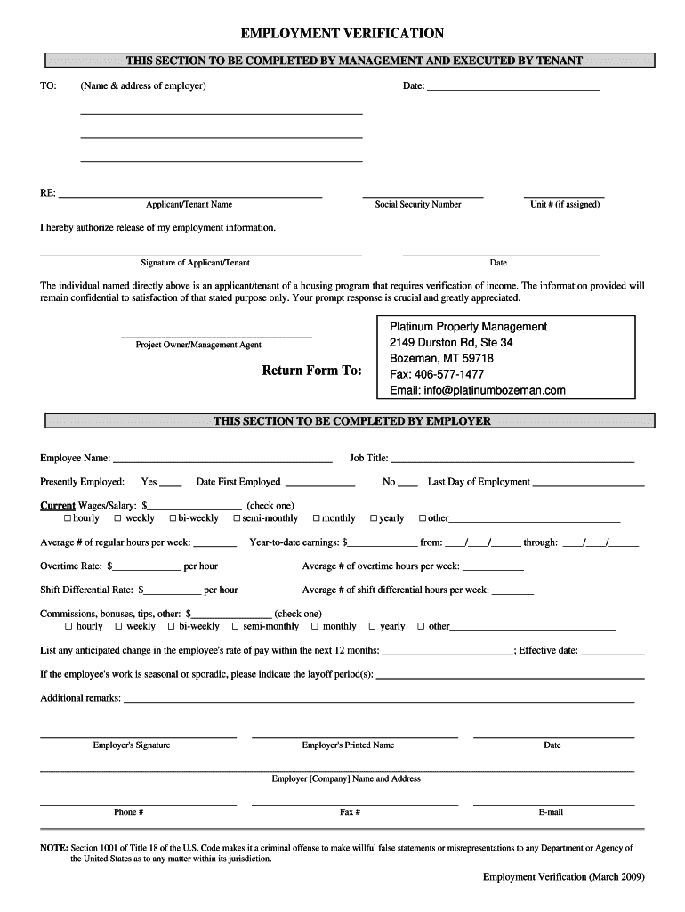 Fillable Online 27 Printable Employment Verification Forms and ...