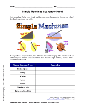Simple Machines Scavenger Hunt Answer Key - Fill Online, Printable ...
