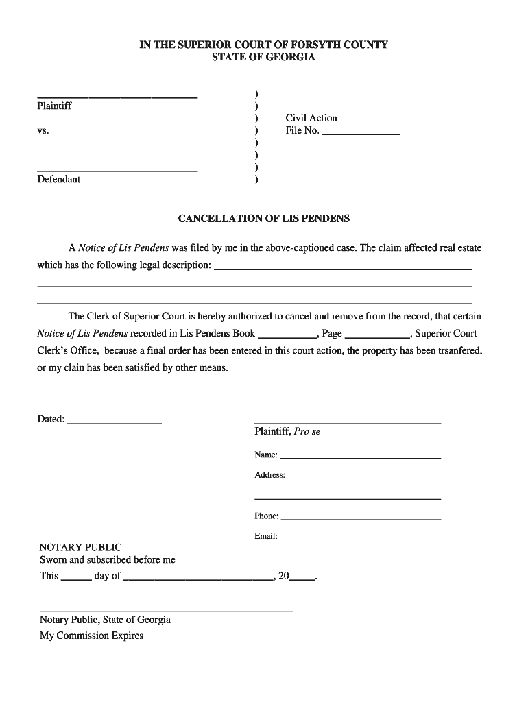 Fillable Online Georgia Lis Pendens Discharge FormsDeeds.com Fax Email ...