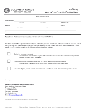 Fillable Online 2018/2019 Ward of the Court Verification Form Fax Email ...