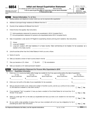 Fillable Online Federal Form 8854 (Initial and Annual Expatriation ...