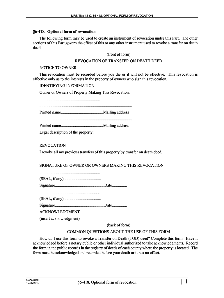 Transfer On Death Deed Maine Fill Online Printable Fillable Blank transfer-on-death-deed-maine-fill-online-printable-fillable-blank
