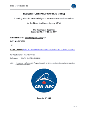 Fillable Online REQUEST FOR STANDING OFFERS (RFSO) Doc Template ... Fax ...