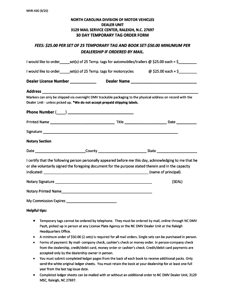 Fillable Online Vehicle Registration Renewals - NC Department of ...