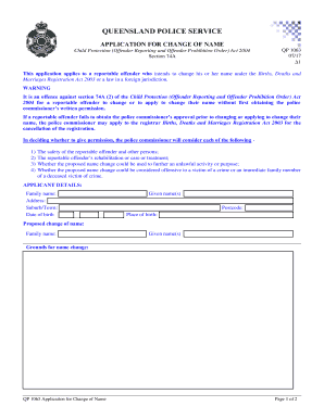 Fillable Online Child Protection Offender RegistryQueensland Police ...