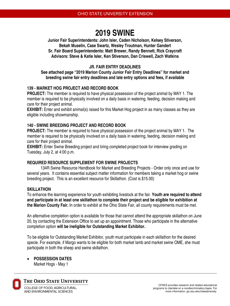 Fillable Online Junior Fair Superintendents: John Isler, Caden ...