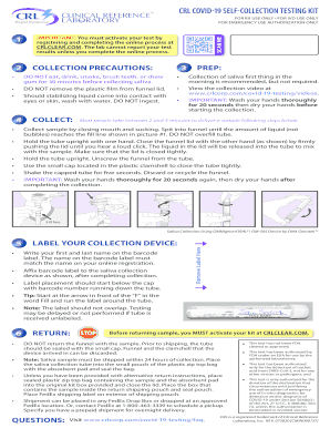 Fillable Online CRL COVID-19 SELF-COLLECTION TESTING KIT Fax Email ...
