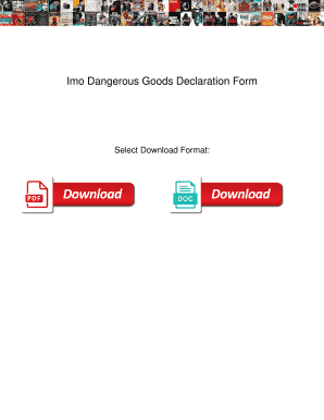 Fillable Online Imo Dangerous Goods Declaration Form. Imo Dangerous ...