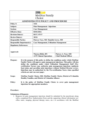 Fillable Online Pain Management - Injections Fax Email Print - pdfFiller